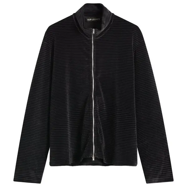 Our Legacy Shrunken Fullzip Polo - Phantom Stripe Velour